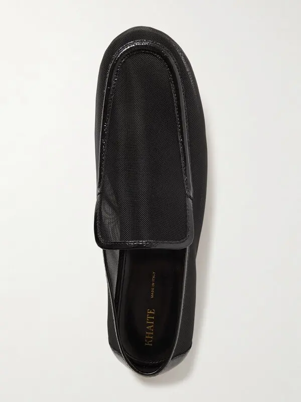Khaite Alessio Mesh Loafers With Leather Trims - Black