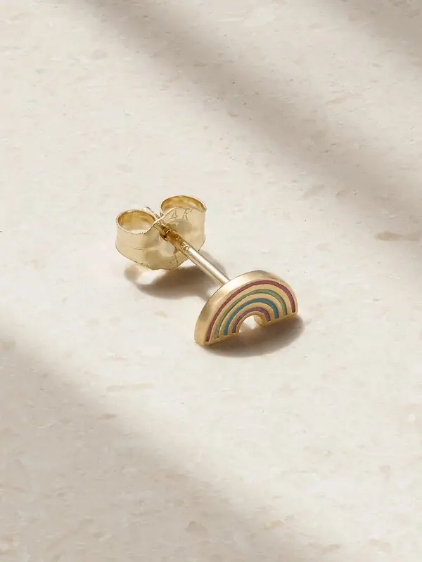 Alison Lou Rainbow 14-karat And Enamel Earring - Gold