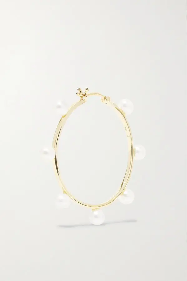 Mateo Large Dot 14-karat Pearl Hoop Earrings