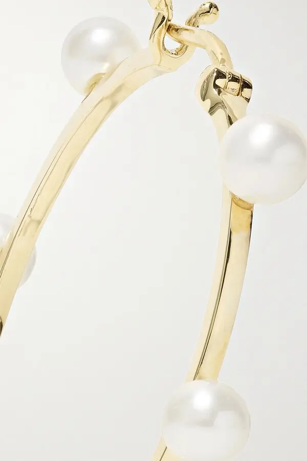 Mateo Large Dot 14-karat Pearl Hoop Earrings