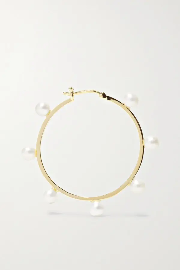 Mateo Large Dot 14-karat Pearl Hoop Earrings