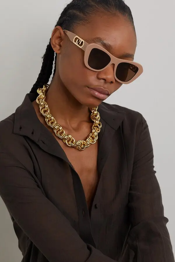 Fendi O'lock Cat-eye Acetate And Gold-tone Sunglasses