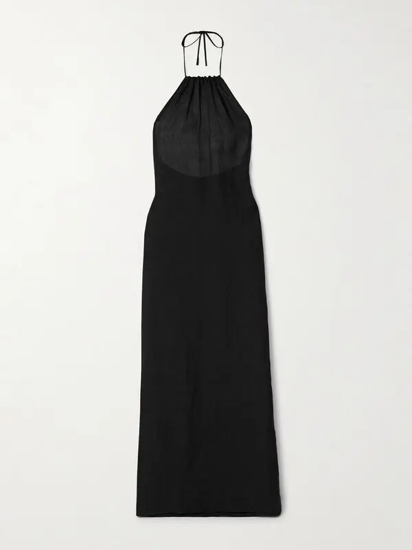 NILI LOTAN Lelia Linen-voile Maxi Dress - Black