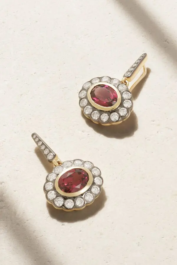 MARLO LAZ Lexi 14-karat Rhodolite And Diamond Earrings - Gold