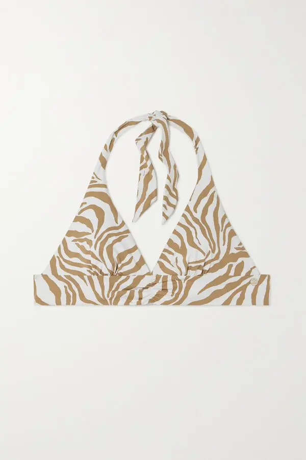 Max Mara Alberta Zebra-print Bikini Top - Neutrals
