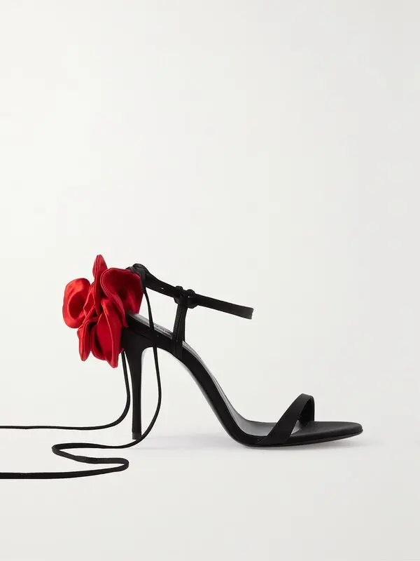 Magda Butrym Appliquéd Lace-up Sandals - Black