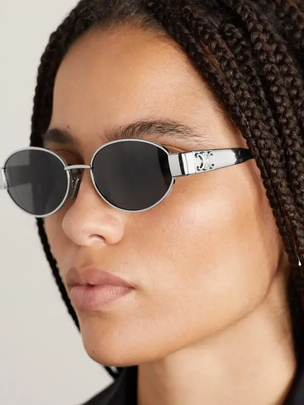 Celine Oval-frame -tone And Acetate Sunglasses - Silver