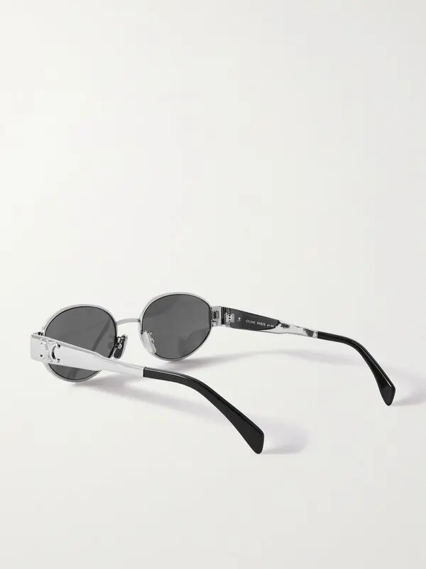 Celine Oval-frame -tone And Acetate Sunglasses - Silver