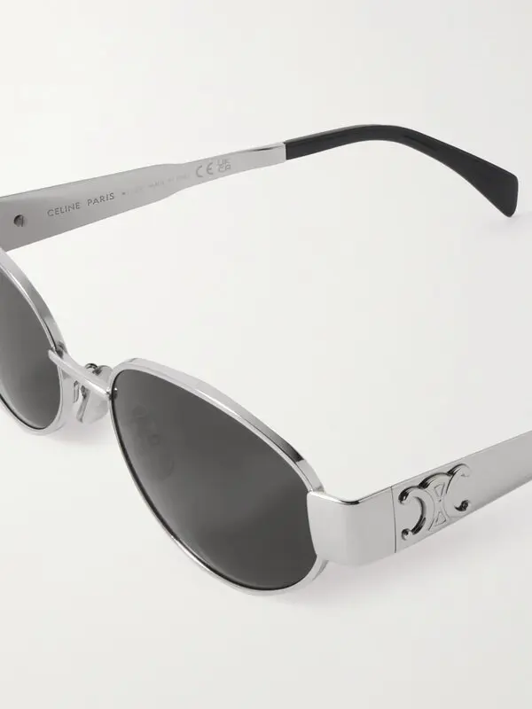 Celine Oval-frame -tone And Acetate Sunglasses - Silver