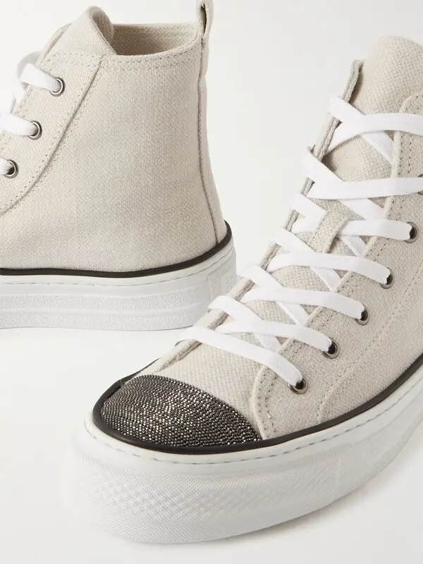 Brunello Cucinelli Bead-embellished High-top Sneakers