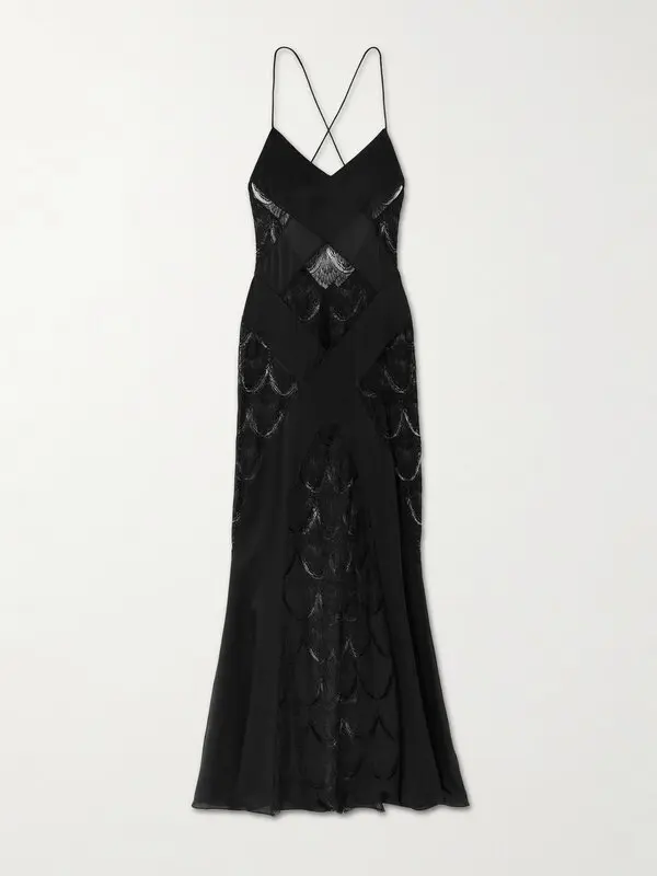 Agent Provocateur Emie Leavers Lace And Silk-satin Chemise - Black