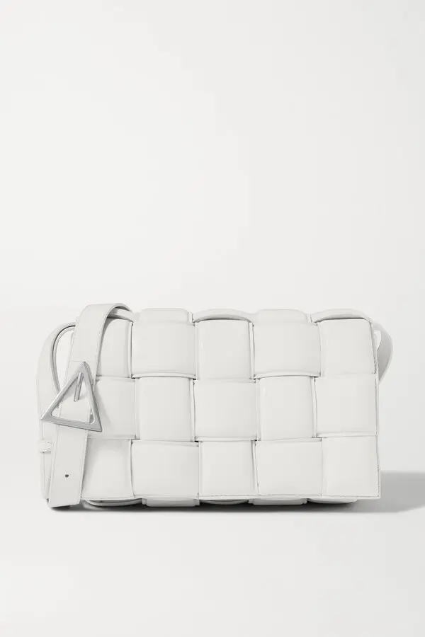 Bottega Veneta Cassette Medium Padded Intrecciato Leather Shoulder Bag - White
