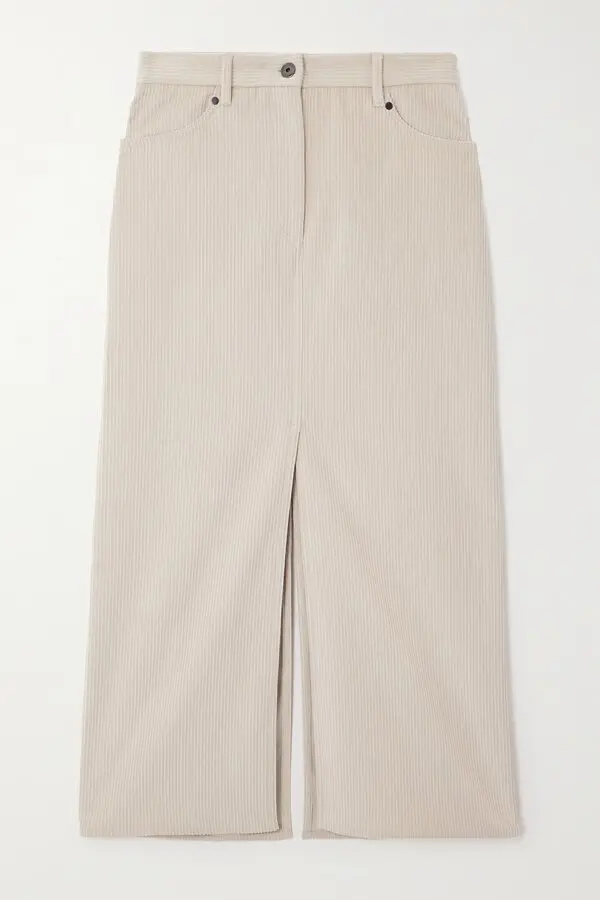 Brunello Cucinelli Cotton-blend Corduroy Maxi Skirt - Neutrals