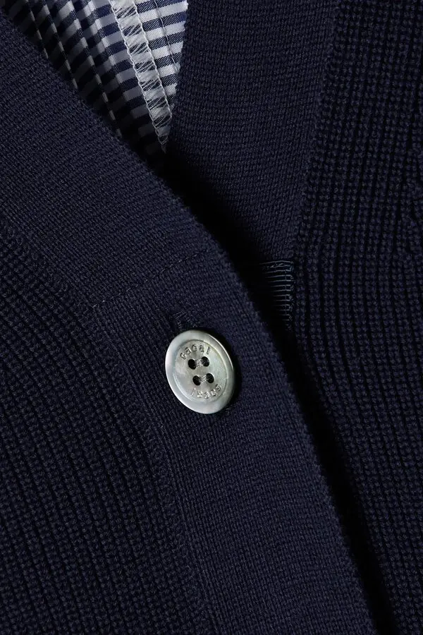 Sacai Cotton And Pleated Striped Poplin Cardigan