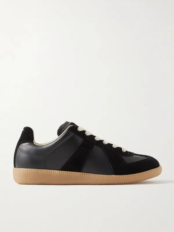 MAISON MARGIELA Replica Suede And Leather Sneakers - Black