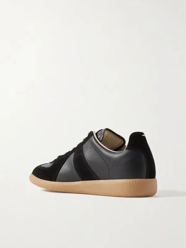 MAISON MARGIELA Replica Suede And Leather Sneakers - Black