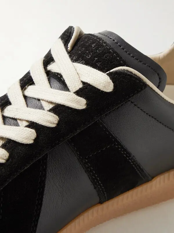 MAISON MARGIELA Replica Suede And Leather Sneakers - Black