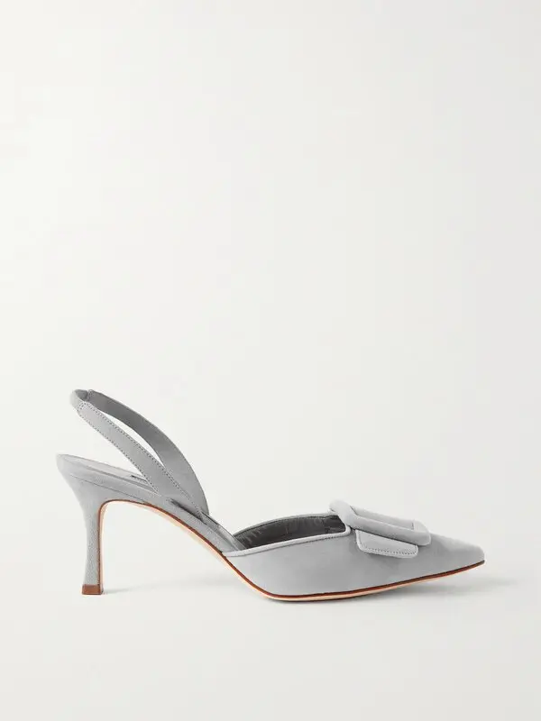 Manolo Blahnik Maysli 70 Buckled Slingback Pumps - Gray