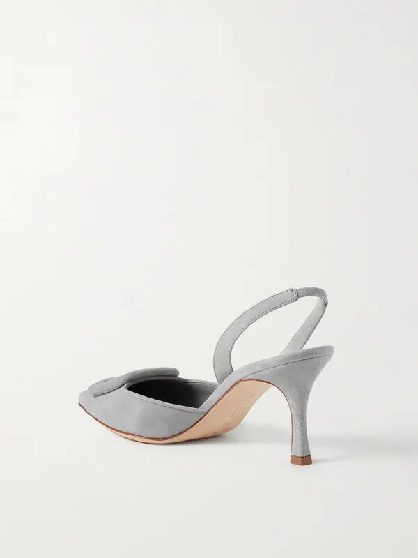 Manolo Blahnik Maysli 70 Buckled Slingback Pumps - Gray