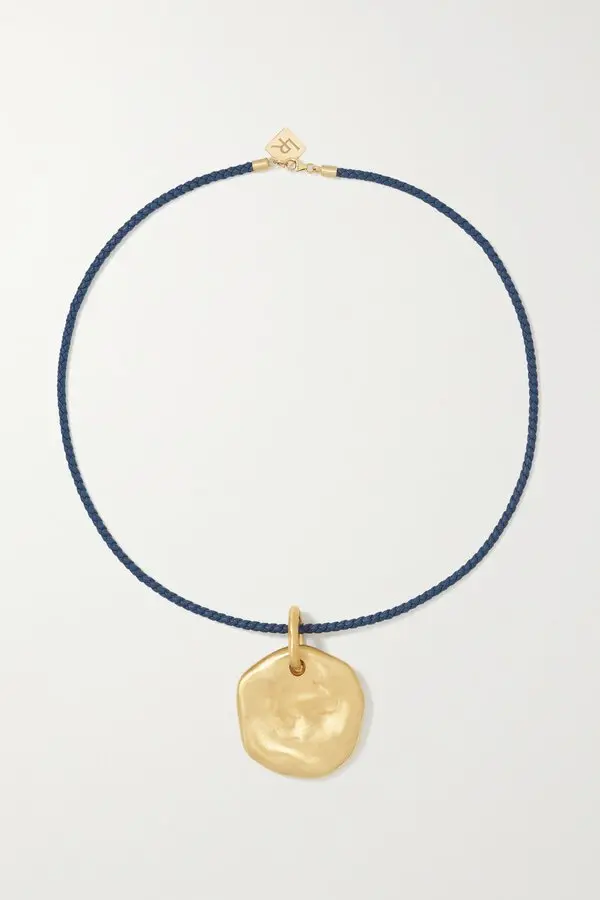 Lauren Rubinski 14-karat Gold And Leather Necklace - Blue