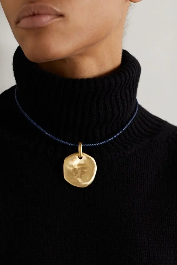 Lauren Rubinski 14-karat Gold And Leather Necklace