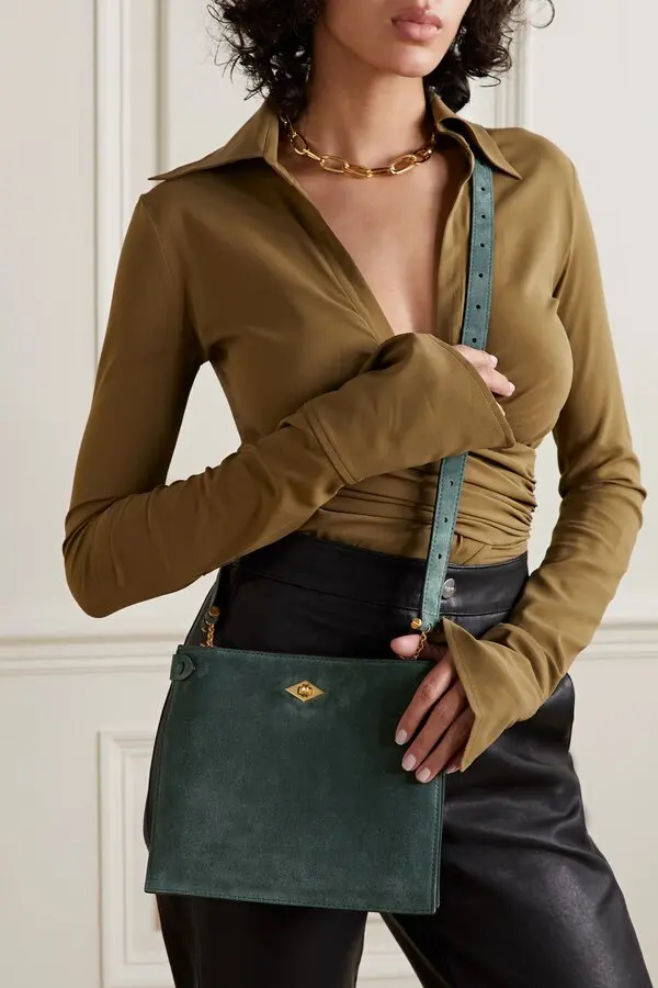 METIER Stowaway Suede Shoulder Bag - Green