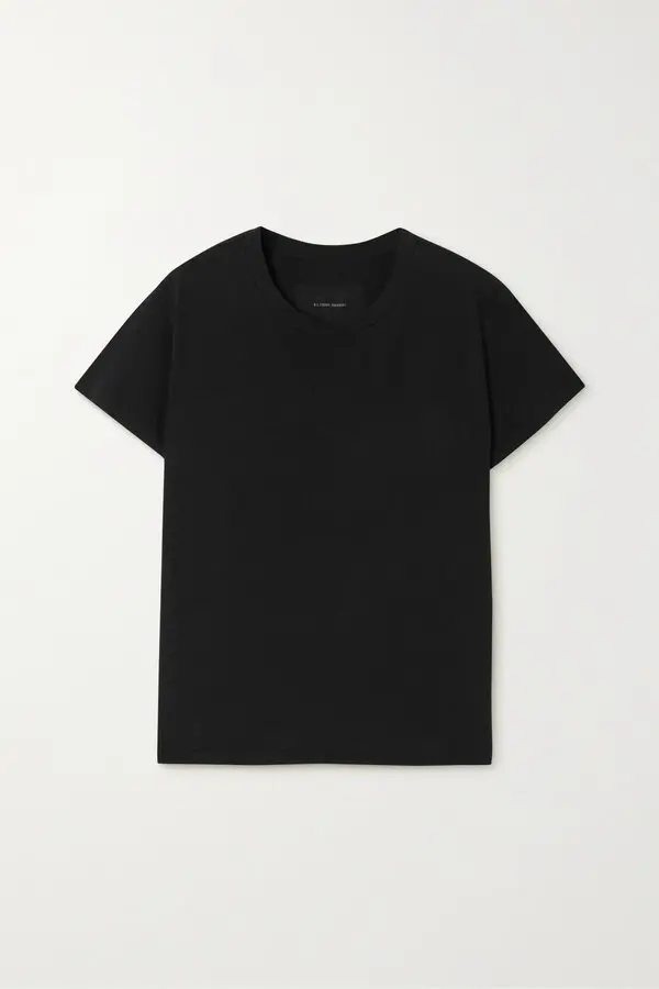 NILI LOTAN Brady Distressed Cotton-jersey T-shirt - Black
