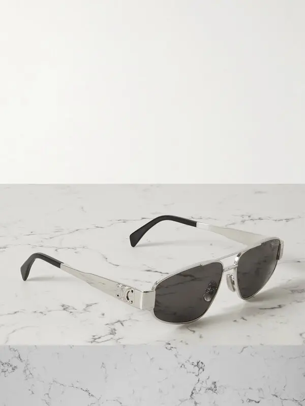 Celine Triomphe Aviator-style Sunglasses - Silver