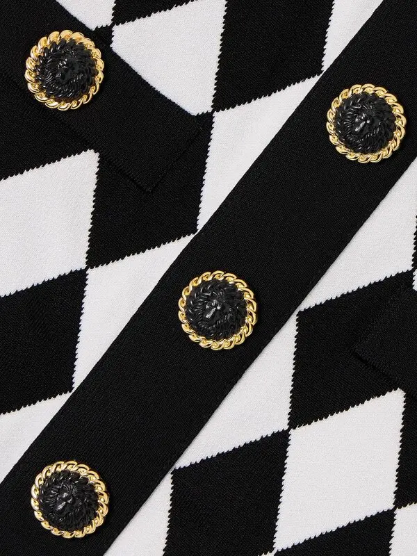 Balmain Cropped Jacquard-knit Top