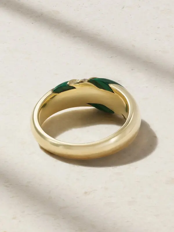 JENNA BLAKE 18-karat Gold Malachite And Diamond Ring