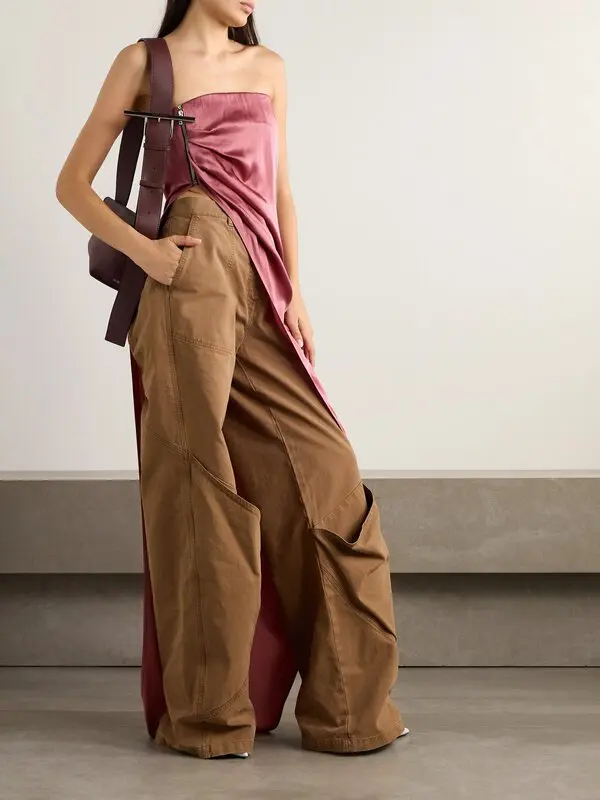 Rick Owens Lido Strapless Asymmetric Satin Top
