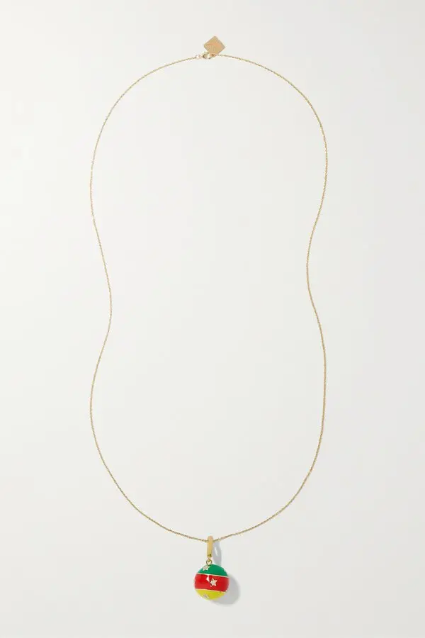 Lauren Rubinski 14-karat Enamel And Diamond Necklace - Gold