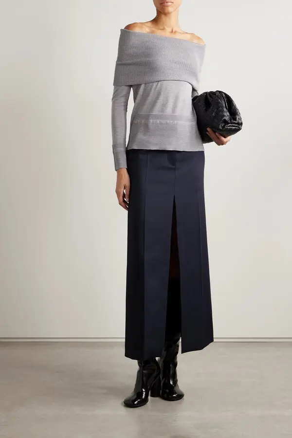 Max Mara Tiglio Off-the-shoulder Wool Sweater