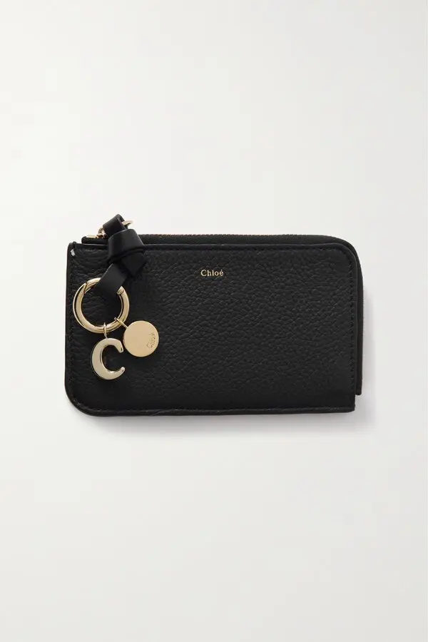 Chloé Net Sustain Alphabet Textured-leather Wallet - Black