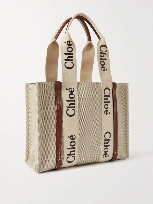Chloé Woody Medium Linen Tote - Brown