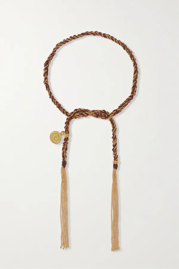 Carolina Bucci 18-karat Gold And Silk Bracelet - Burgundy