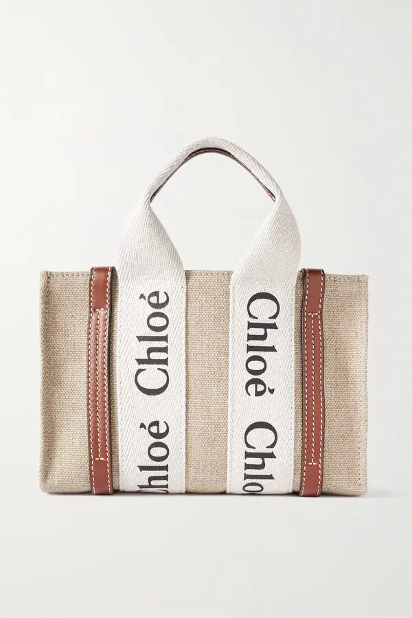 Chloé Net Sustain Woody Mini Linen Tote - Brown