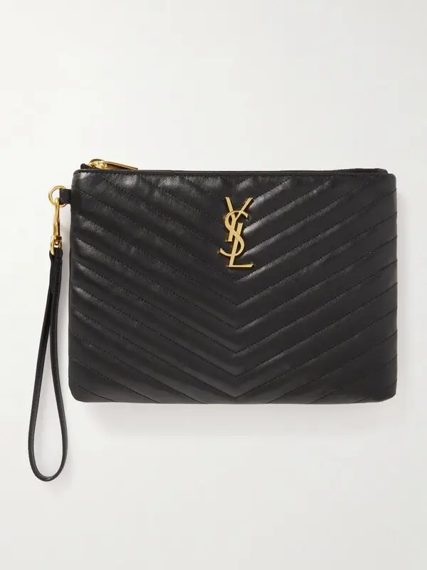 Saint Laurent Cassandre Matelassé Pouch - Black