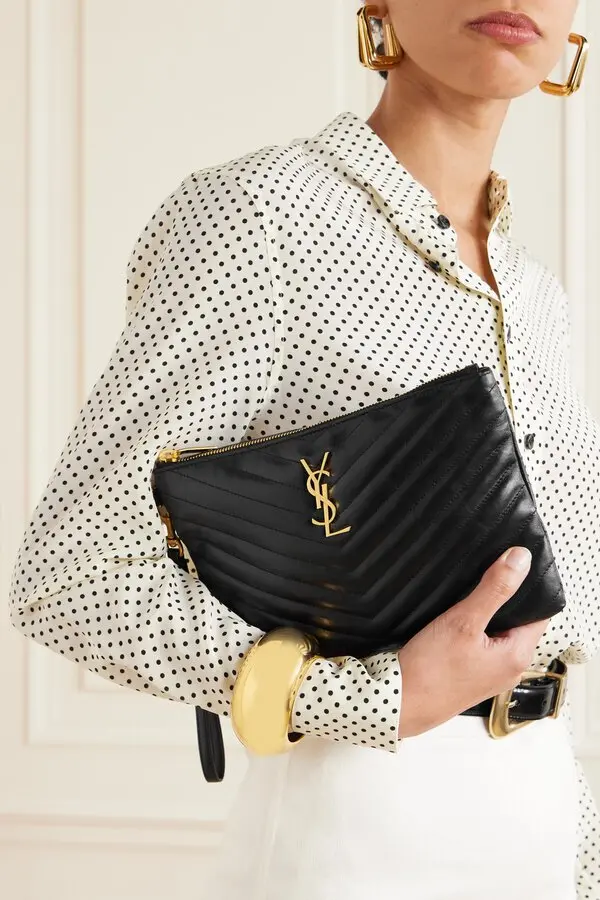 Saint Laurent Cassandre Matelassé Pouch - Black