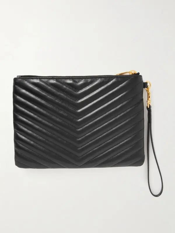 Saint Laurent Cassandre Matelassé Pouch - Black