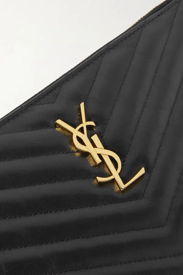 Saint Laurent Cassandre Matelassé Pouch - Black