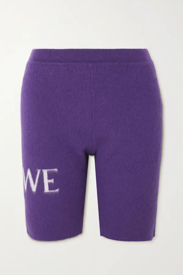 Loewe Brushed Jacquard-knit Wool-blend Shorts