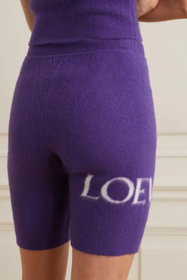 Loewe Brushed Jacquard-knit Wool-blend Shorts
