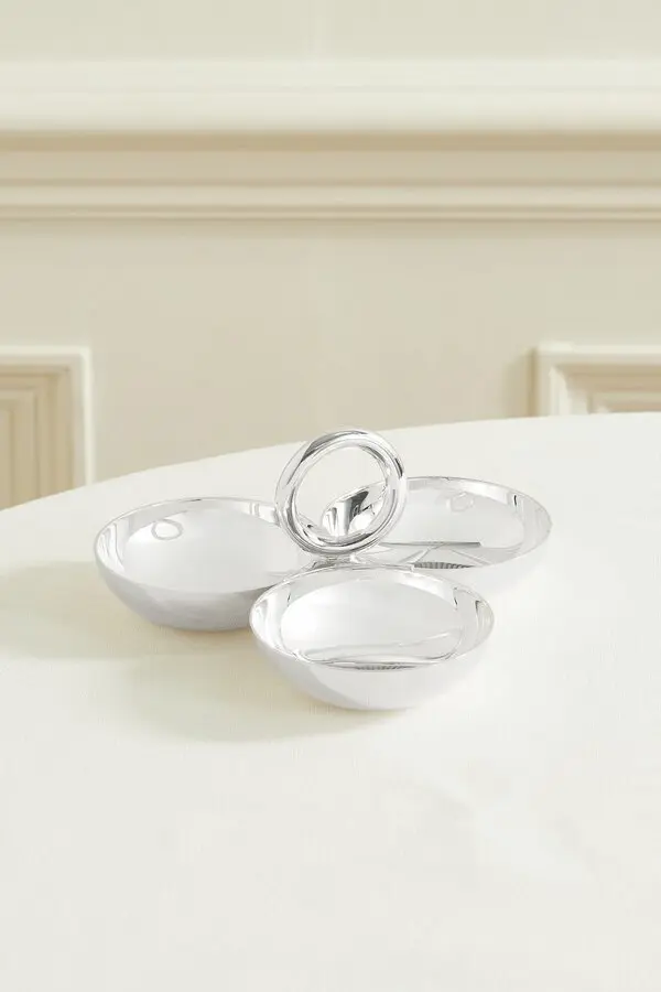 Christofle Vertigo Set Of Three Small -plated Serving Dishes - Silver