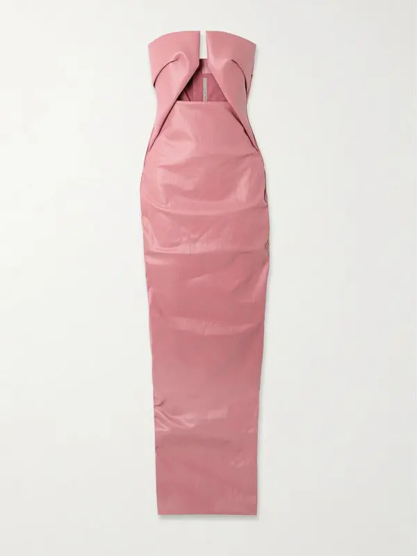 Rick Owens Strapless Coated-denim Gown
