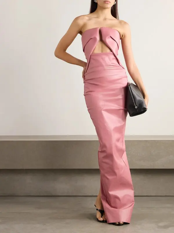 Rick Owens Strapless Coated-denim Gown