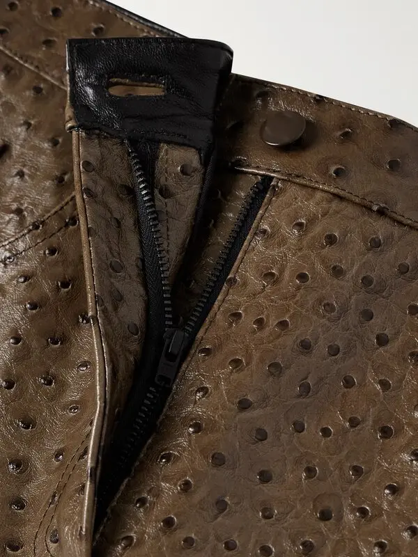 16Arlington Vante Ostrich-effect Leather Straight-leg Pants