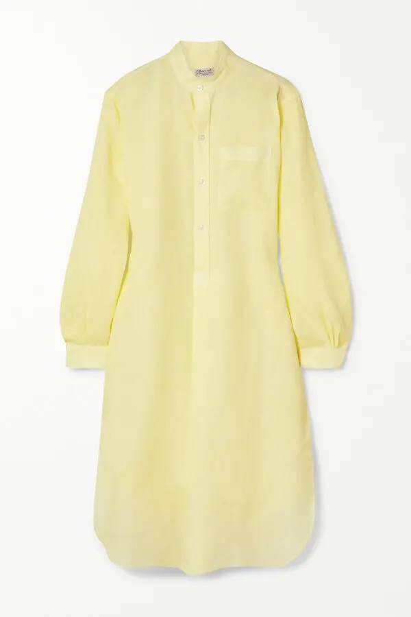 Charvet Elysee Oversized Linen Nightdress - Yellow