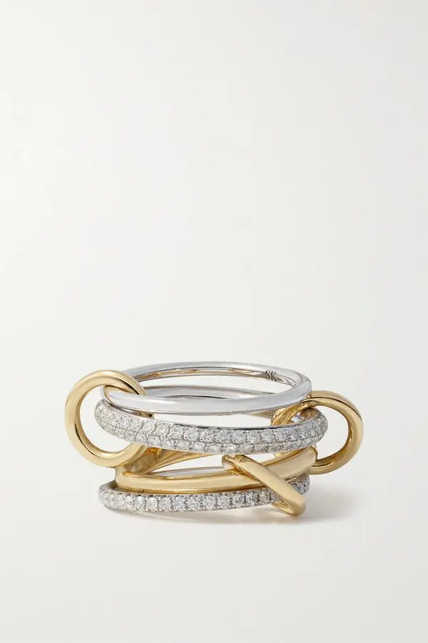 SPINELLI KILCOLLIN Vega Set Of Four Sterling Silver And 18-karat Diamond Rings - Gold