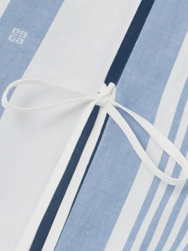 Givenchy Embroidered Striped Cotton And Linen-blend Shirt - Blue